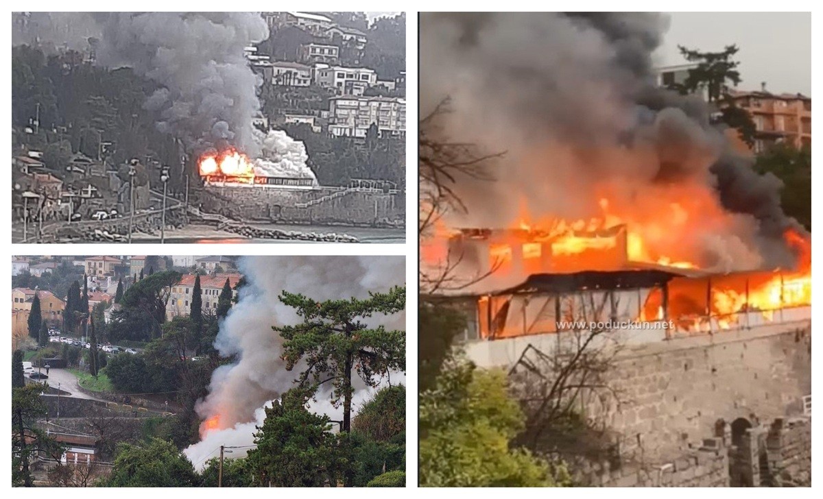 [FOTO/VIDEO] Veliki požar u Voloskom - gori bivši restoran Amfora